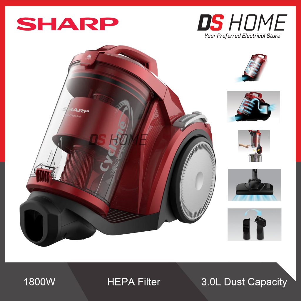 SHARP ECC1819R BAGLESS VACUUM CLEANER (1800 WATT VORTIX CYCLONE ACTION ...