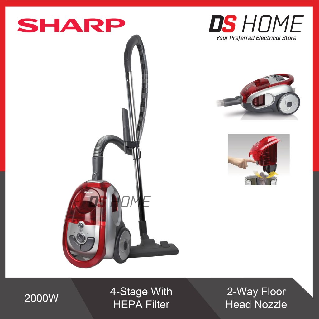 SHARP ECLS20R HEPA FILTER BAGLESS VACUUM CLEANER (2000W) | DS HOME
