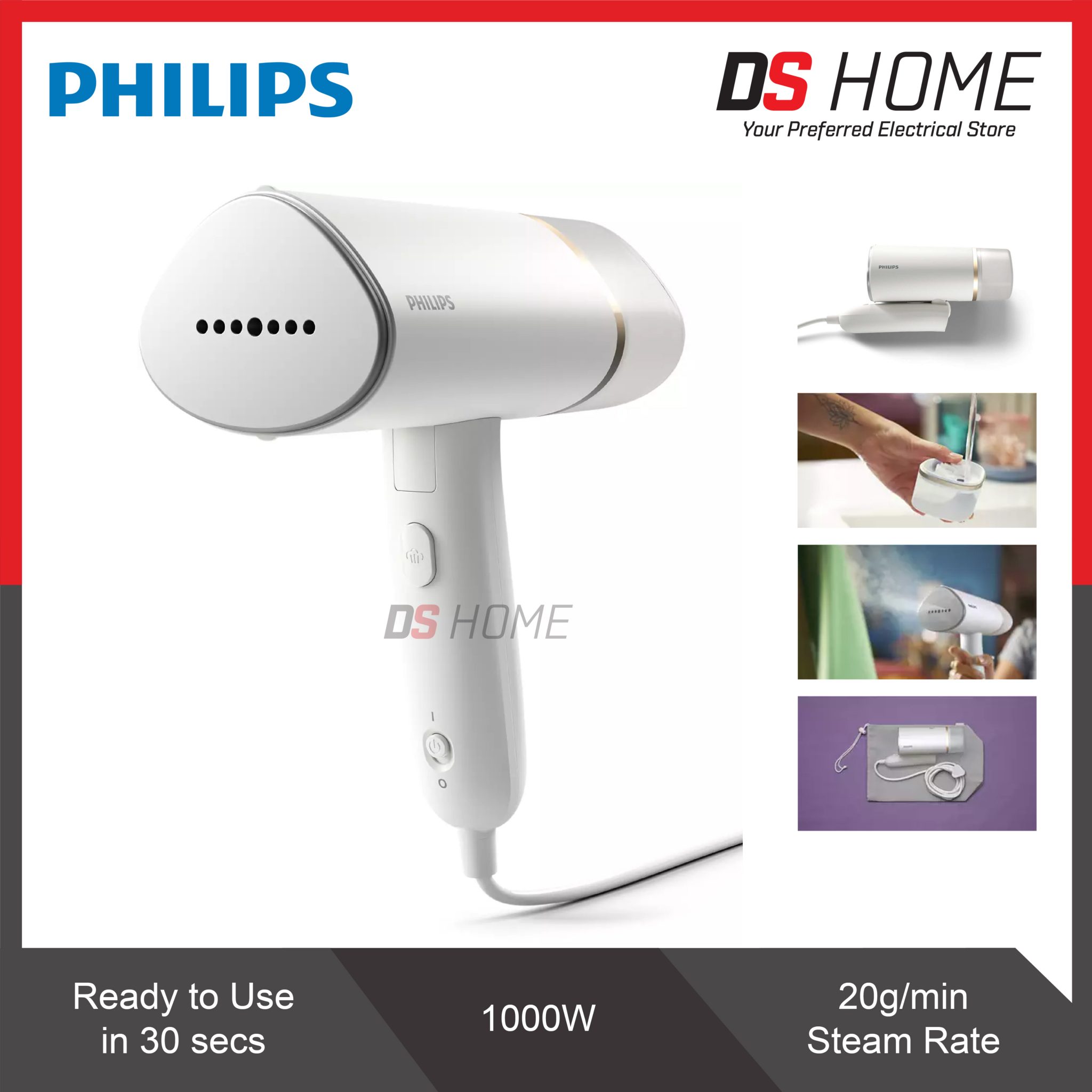 PHILIPS STH3020/16 GARMENT HANDLED STEAMER 3000 SERIES 20G/MIN ...