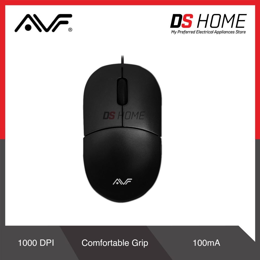 AVF AM-E100U-BK WIRELESS MOUSE 1000 DPI COMFY GRIP BLACK | DS HOME