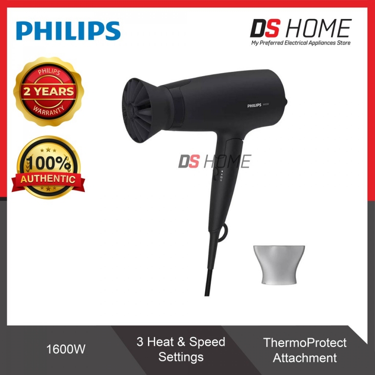 PHILIPS BHD308 ESSENTIAL HAIR DRYER THERMOPROTECT SERIES 3000 BLACK ...